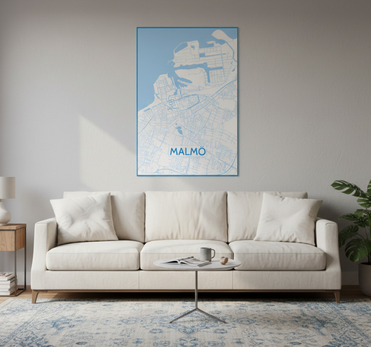 Living room poster map of malmo